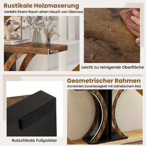 Costway Úzký konzolový stolek s geometrickým kovovým rámem v industriálním
