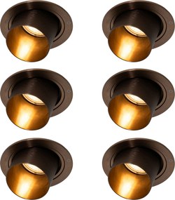 Sada 6 moderních zapuštěných bodových svítidel tmavě bronzová kulatá naklápěcí - Installa