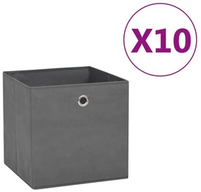 Úložné boxy 10 ks netkaná textilie 28 x 28 x 28 cm šedé 325193