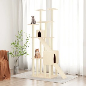 Škrabadlo pro kočky se sisalovými sloupky krémové 190 cm 171648