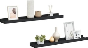 Poličky na zarámované obrázky 2 ks černé 60 x 9 x 3 cm MDF 323932