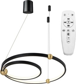 Toolight - Ring, LED závěsné svítidlo Black Ring + dálkové ovládání APP692-30-50, černá, OSW-06095