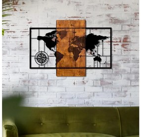 Asir Nástěnná dekorace 58x85 cm mapa dřevo/kov AS1464