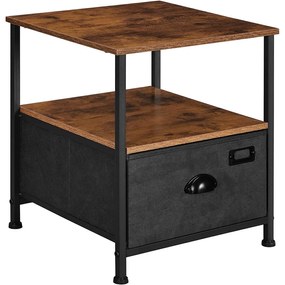 Noční stolek s látkovou zásuvkou, 41 x 47 x 41 cm, rustikální hnědý | SONGMICS