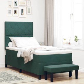 Postel s boxspringem s čelo Tmavě zelená 190 x 90 cm samet 3344549