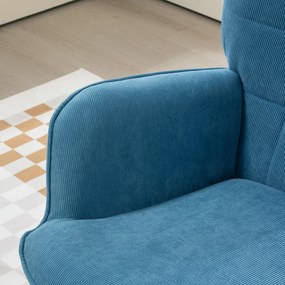 HOMCOM Křeslo s taburetem, křídlové křeslo s vysokým opěradlem, dřevěné nohy, lounge křeslo s čalouněným vzorem, manšestrový vzhled, do obývacího pok…