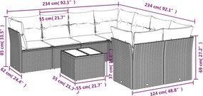 9dílná zahradní sedací souprava s poduškami černá polyratan 3249155