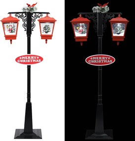 Vánoční pouliční lampa se Santou černo-červená 81x40x188 cm PVC 289926