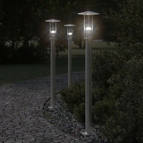 Fionshop 262938474 Venkovní stojací lampy 3 ks stříbrné 100 cm nerezová o