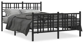 Kovový rám postele s hlavovým a nožním čelem černý 120 x 190 cm