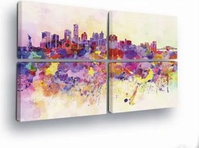 Obraz 120x80 Město akvarel moderní New York panorama abstrakce