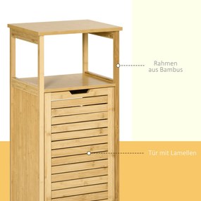 Samostatná skříňka do koupelny kleankin z bambusu s košem na prádlo - úsporná skříňka do koupelny - rozměry 40Š x 30H x 86,5V cm