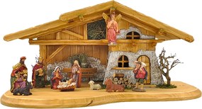 AMADEA Dřevěný osvětlený betlém BEZ FIGUREK 54 cm