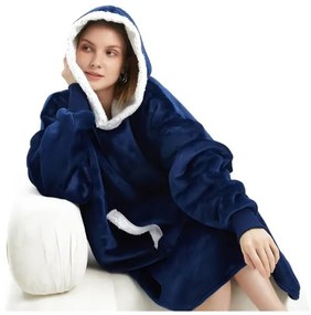 VERK Deka s rukávy a kapucí Huggle Hoodie - blue