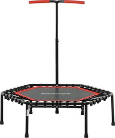 SPORTNOW Fitness Trampolína 114x114x132 cm, Elastická Postel, Fitness s Nastavitelným 3úrovňovým Řídítkem, Ocelový Rám pro Cvičení nohou a Těla Doma,