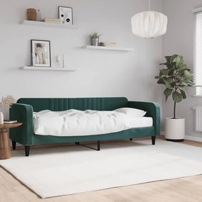 Válenda s matrací tmavě zelená 80 x 200 cm samet 3197034