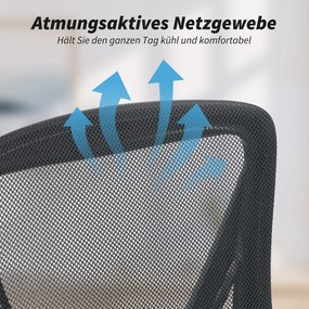 HOMCOM Ergonomická kancelářská židle, výškově nastavitelná židle s výklopnými područkami, bederní opěrka, černá