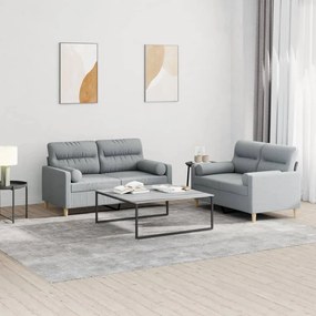 3Dílná Sedací Souprava S Polštáři Textil - Taupe / s poduškami