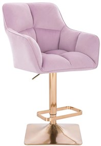 LuxuryForm Barová židle AMALFI VELUR na zlaté hranaté podstavě - levandule