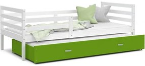 DOBRESNY Dětská postel s přistýlkou JACEK P2 200x90 cm BÍLÁ-ZELENÁ
