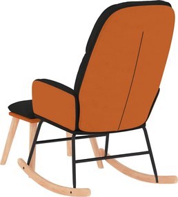 Houpací křeslo se stoličkou černé textil 3097406