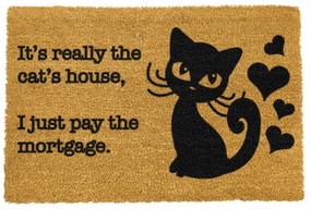 Rohožka z přírodního kokosového vlákna Artsy Doormats It's really the Cats House, 40 x 60 cm