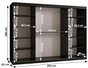 Šatní skříň PARKIET 1 Abika 250/200/62 barevné provedení: černý mat