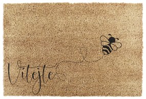 Rohožka z přírodního kokosového vlákna Artsy Doormats Včela, 40 x 60 cm