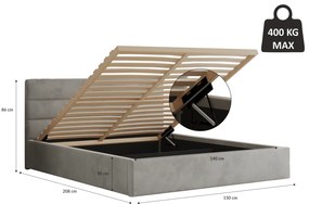 Postel LIVO 140x200 zelená s úložným prostorem