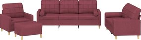 4dílná sedací souprava s polštáři vínová textil 3201272