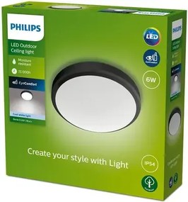 Philips Doris 6W černá / Venkovní LED svítidlo / 600 lm / 4000K / IP54