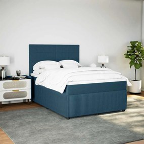 Box spring postel s matrací modrá 140 x 190 cm samet 3294638