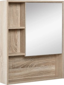 Kleankin zrcadlová skříňka do koupelny - nástěnná skříňka s výškově nastavitelnou policí 60x15x76 cm v dubovém dekoru | Aosom