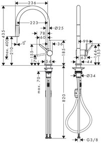 Hansgrohe M54, dřezová baterie Talis s výsuvnou sprškou, kartáčovaný černý chrom, HAN-72800340