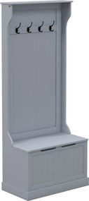 HOMCOM 3 v 1 věšák na kabáty se sedací lavicí, úložná lavice šetřící prostor s 4 háčky a úložným prostorem, vyrobeno z MDF, do předsíně, ložnice, 71,5