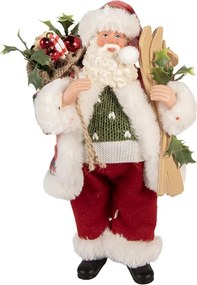 Vánoční dekorace Santa ve svetru s lyžemi - 16*13*27 cm