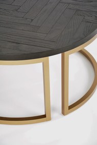 Konferenční stolek Seville 90 cm z masivu černý/zlatý