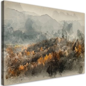 Obraz na plátně, Podzimní les v mlze - 90x60 cm