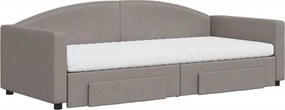 Válenda s přistýlkou a zásuvkami taupe 90 x 200 cm textil 3197245