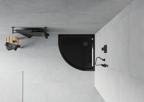 Mexen Flat polokruhový sprchový kout slim 100 x 100 cm, černý, sifon černý - 41701010B