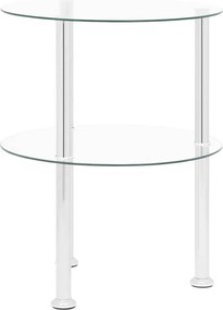 2patrový odkládací stolek průhledný 38 cm tvrzené sklo 322787