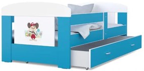 Dětská postel 180 x 80 cm FILIP MODRÁ vzor MICKEY Rozměry postele: 180x80 cm