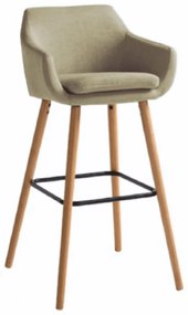 Vikio Barová židle čalouněná béžová látka podnož buk dřevo TK3179