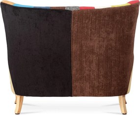 Dvojsedačka, potah látka patchwork, dřevěné nohy, masiv kaučukovník patchwork