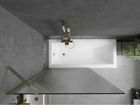Mexen Next, vanová zástěna 1-křídlová 100 x 150 cm, fixní křídlo, 6 mm sklo s pruhy, zlatý lesklý profil, 895-100-000-00-09-50