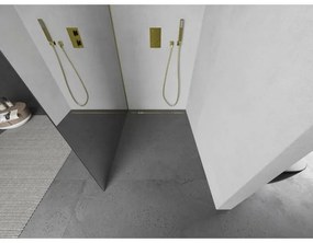 Mexen Kioto L, sprchová zástěna Walk-In 90 x 200 cm, 8mm sklo vzor zrcadlo, zlatý matný profil, 800-090-103-55-50