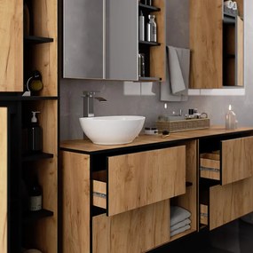 Kúpeľňová skříňka VAMI W50 2D 6P dub craft / čierna