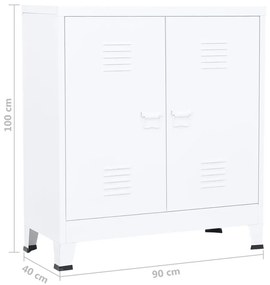 Industriální úložná skříň bílá 90 x 40 x 100 cm ocel,  339624