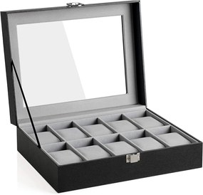 Box na hodinky Watch1, 25,5x7,8x20,2 cm, černá/šedá