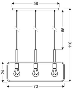 Lustr na lanku FRAME 3xE27/60W/230V černá